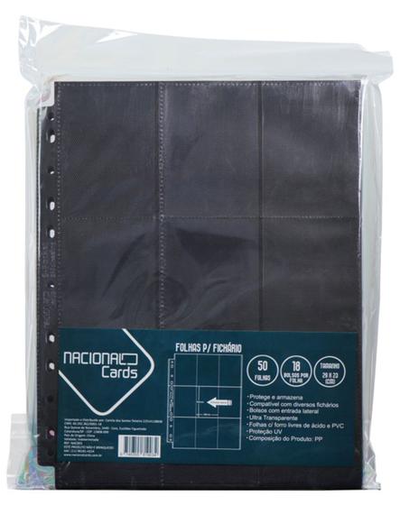 Folha Fichário Preta 9 Bolsos Forro TNT e Alimentação Lateral (pacote c ...