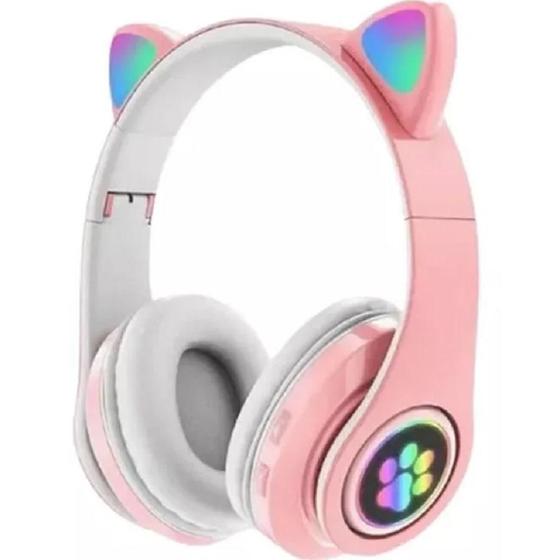 Fone Bluetooth Rosa Orelha De Gato Gatinho Rgb Meninas 2024 - Ltomex ...