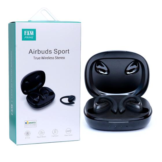 Fone Bt5.0 Fam Airbuds Tws 08 Sport Com Ganchos Academia/corrida - Fone ...