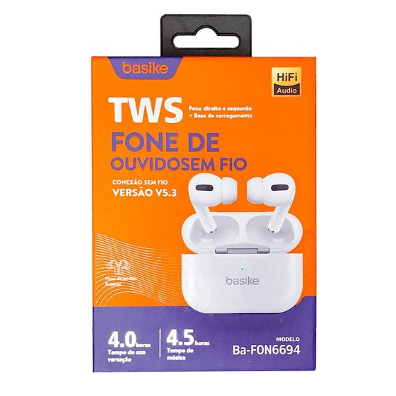Fone de ouvido bluetooth in-ear tws wireless sem fio v5.3 - BASIKE ...