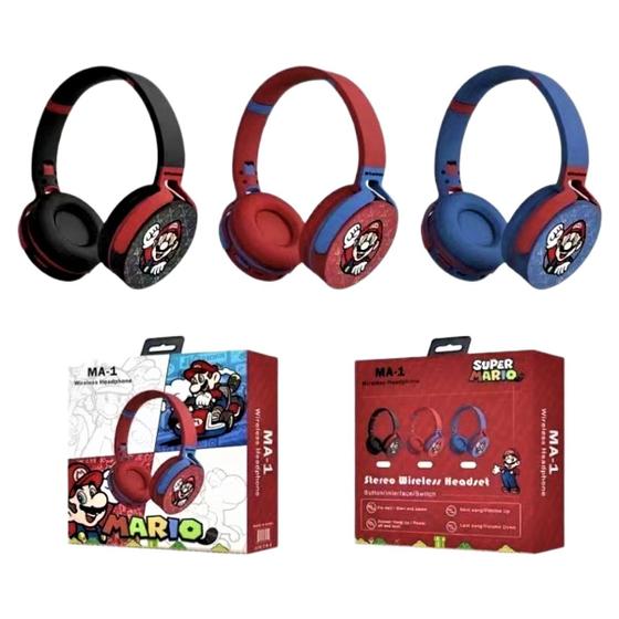 Fone de Ouvido Bluetooth Infantil Stereo Headset Super Mario Wireless ...