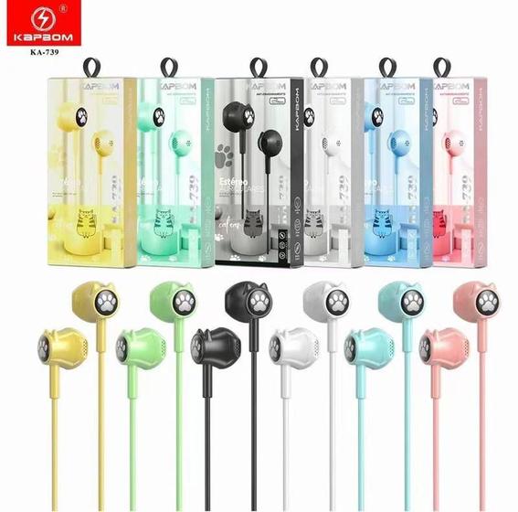 Fone de Ouvido Com Fio Cores Macaron Gatinho Kapbom KA-739 - Fone de ...