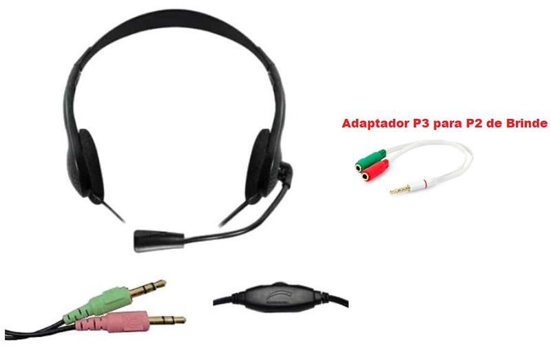 Fone de ouvido com microfone Headset plug P3 para notebook PC ...