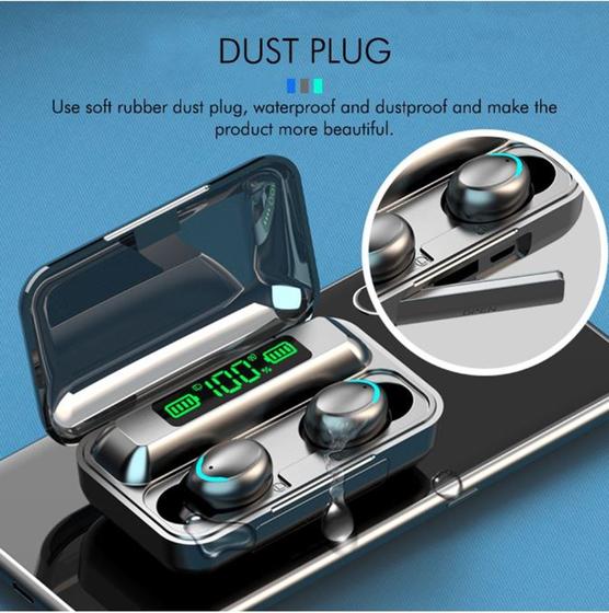 Fone de ouvido F9-5, TWS, Bluetooth 5.0, Bass Stereo, Wireless, Earbuds Headset, LED Power ...