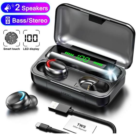Fone De Ouvido F9 5 Tws Bluetooth 5 0 Power Bank Bass Stereo