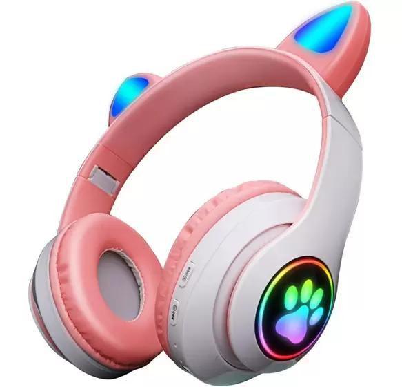 Fone De Ouvido Gatinho Bluetooth Rosa Led Feminina Infantil - lehmox ...