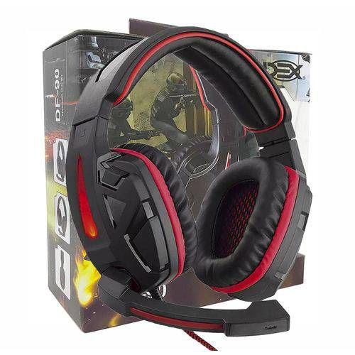 Fone de Ouvido Head Set Gamer Dex DF-90 Retro Iluminação Vermelho ...
