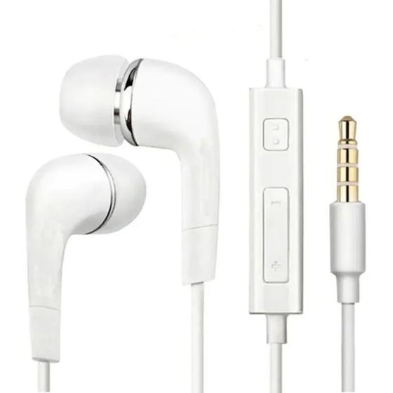 Fone de Ouvido In-ear Branco Entrada P2 Microfone Controle de Volume ...
