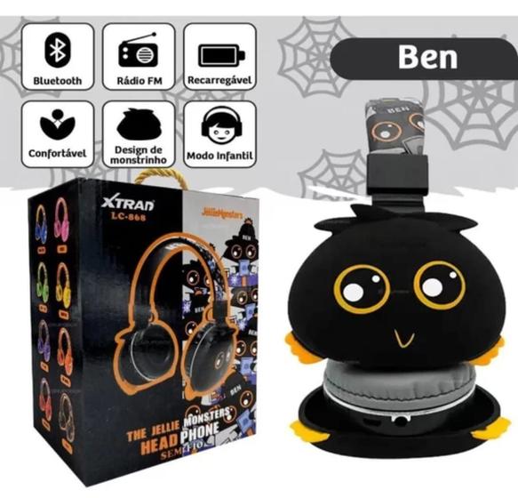 Fone De Ouvido Jellie Monsters Sem Fio Bluetooth Infantil - Xtrad Preto ...