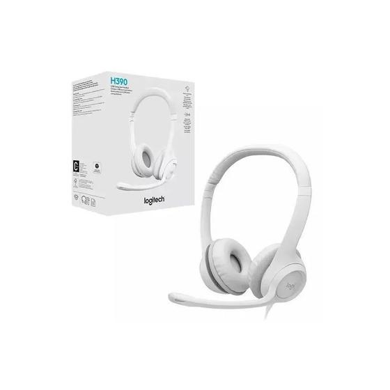 Fone De Ouvido Logitech Headset Usb H390 C/Microfone Couro Almofadado ...