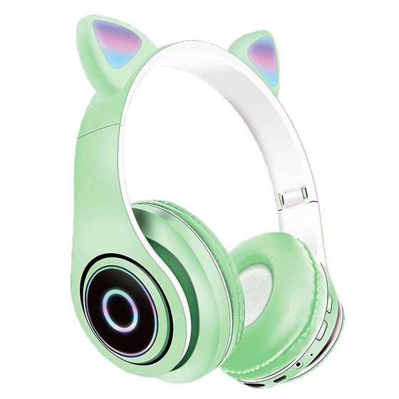 Fone de Ouvido Orelha de Gato P39M Sem Fio com Led Verde - cat ear ...