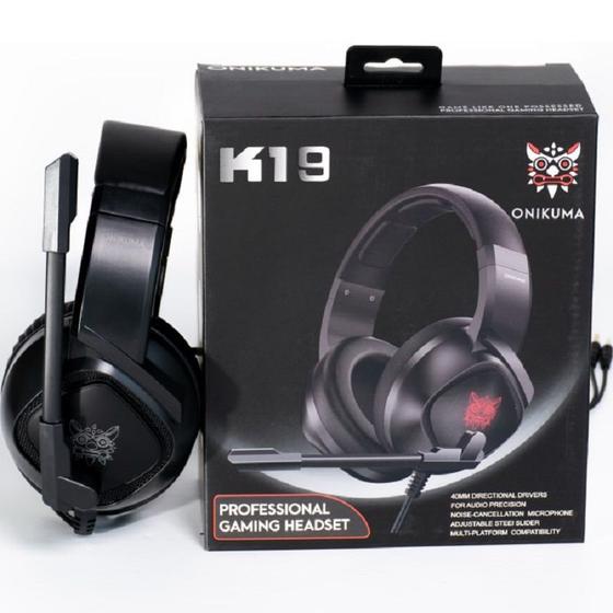 Fone de ouvido over-ear gamer Onikuma K19 preto com luz rgb LED - Fone ...