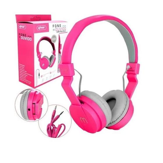 Fone de Ouvido P2 Com Arco e Microfone Para Celular Rosa - Knup - Fone ...