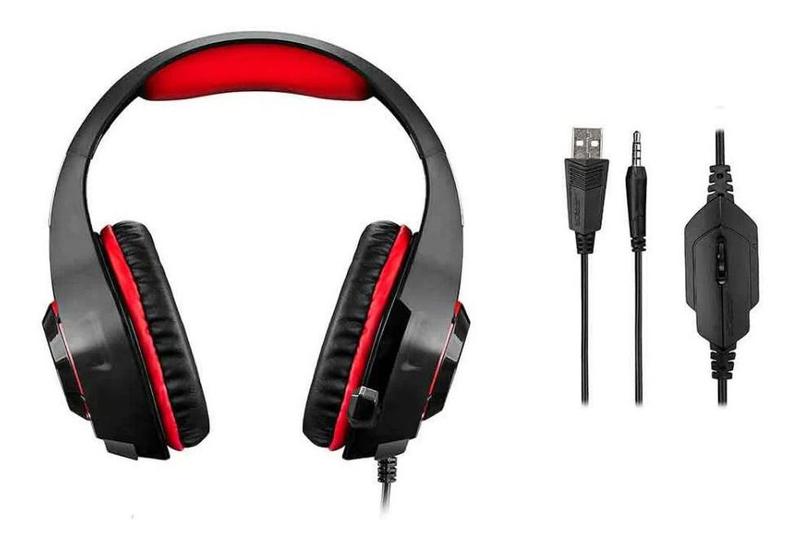 fone gamer led com microfone multilaser rama usb p2 p3 vermelho game ...