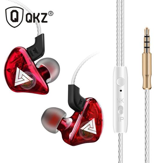 Fone Original QKZ CK5 Hi-FI Hi Res Audio Alta Qualidade Vermelho + Case ...