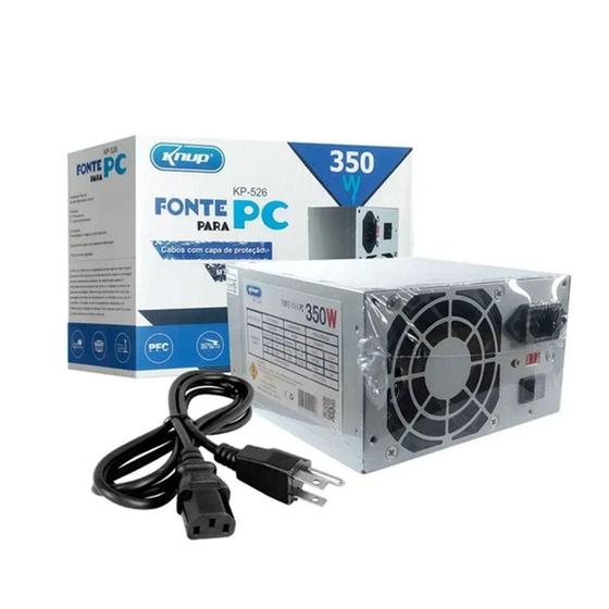 Fonte 350w Real Silenciosa Pc Gamer Computador Bivolt 20/24pinos - KNUP ...