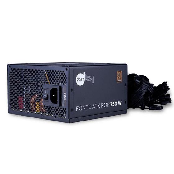 Fonte ATX ROP Dazz 750W, 80 Plus Bronze, PFC Ativo, Bivolt, Preto ...