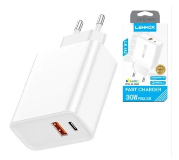 Fonte Carregador Turbo 30w 2 Portas 5a Tipo C E Usb Anatel - Lehmox ...