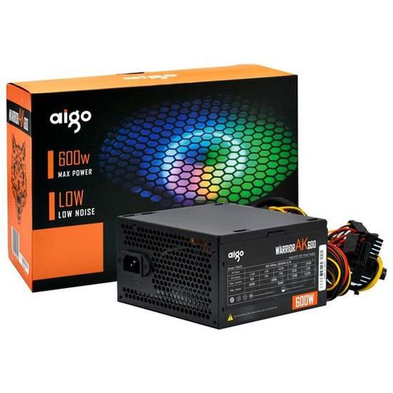 Fonte De Alimentação Aigo Warrior Ak600 600W Atx Nao Modular Rgb ...