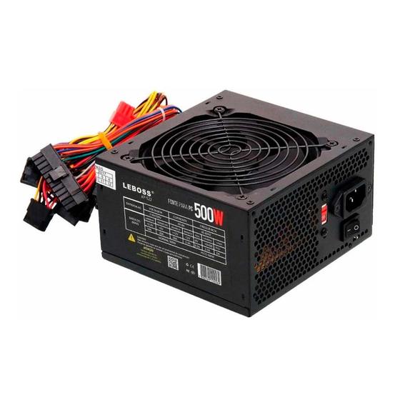 Fonte de alimentação para PC 500W preta 115V/230V Sem Ruído - Knup ...