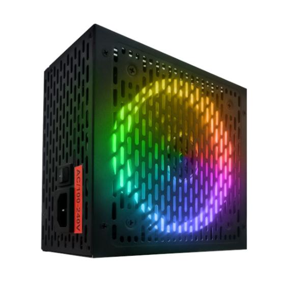 Fonte de Alimentação PC Atx 650w Rainbow Rgb Bivolt PFC Ativo 80 Plus ...