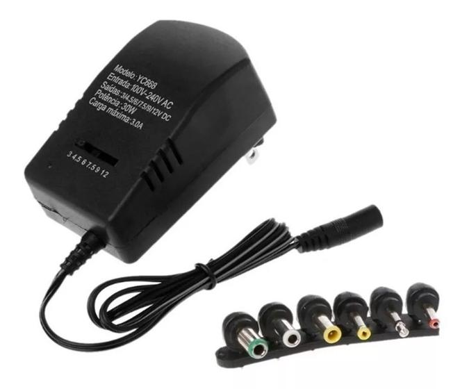 Fonte De Alimentação Universal Regulada 3v 5v 9v 12v Acompanha 7 Plugs ...