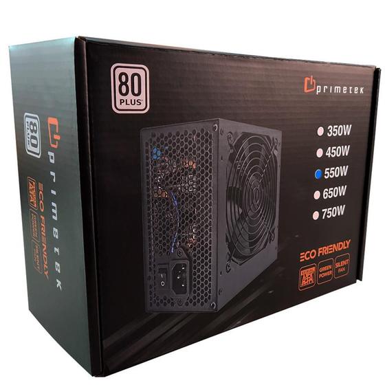 Fonte Gamer Primetek 550W Real 80 Plus ATX PFC Ativo Bivolt Automatico FP-550 Preta - Fonte de ...