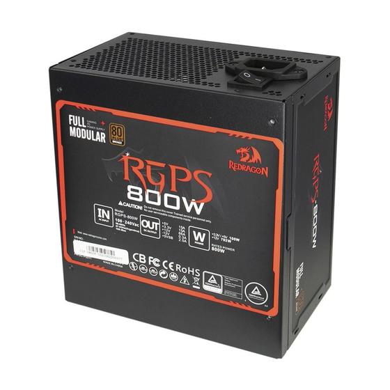 Fonte Gamer Redragon 800W Full Modular 80Plus GC-PS011 - Fonte de ...