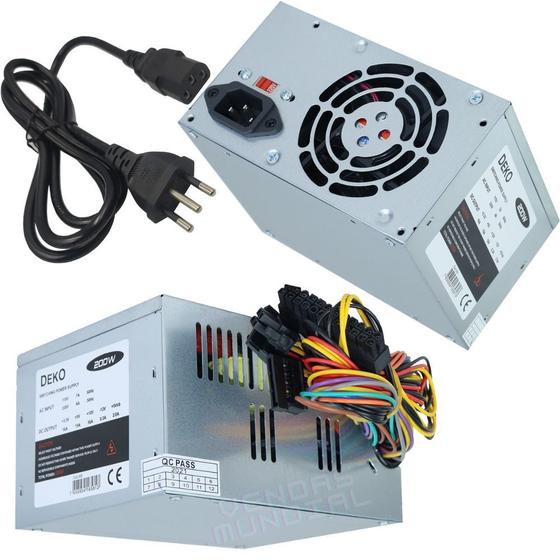 Fonte Para Computador Alimentação 200w Real Atx Silenciosa Bivolt 20/24 ...