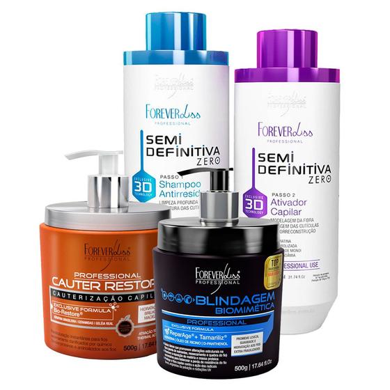 Forever Liss Semi Definitiva 3d 2x900ml Cauter Blindagem 500g
