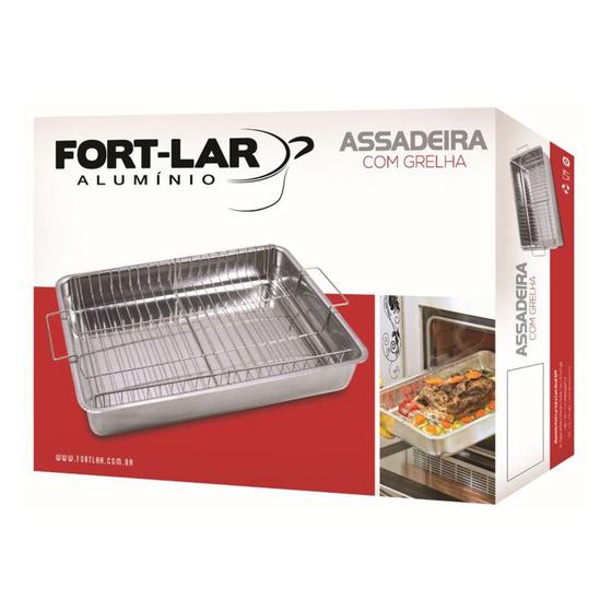Forma Assadeira Retangular Alta c/Grelha N4 - Alumínio Fort-Lar ...