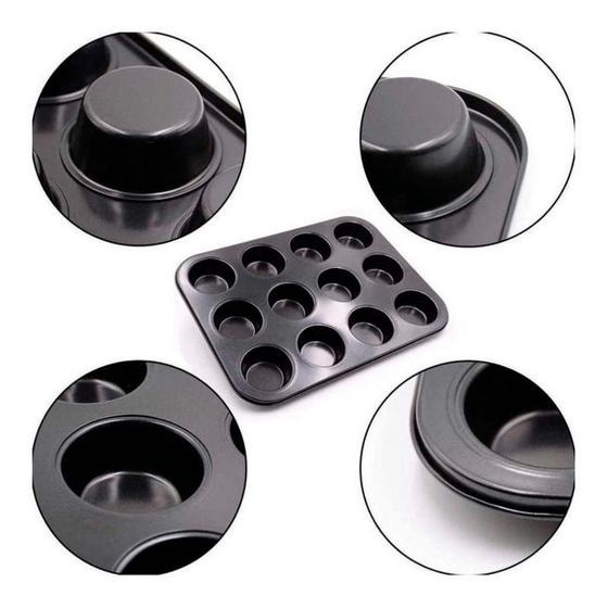 Forma Cupcake 12 Cavidades Para Assar Reutilizável Redondo Queijadinha ...