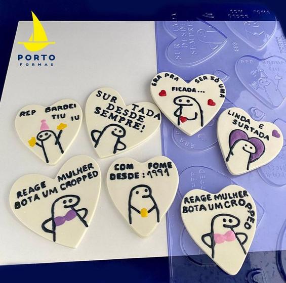 Forma De Acetato Folha De Modelagem: Coração Tablete Flork Meme 250g e ...