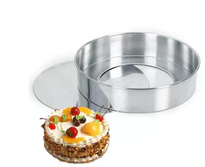 Forma de Bolo Redonda Com Fundo Removível Falso Grande e Alta 25cm ...