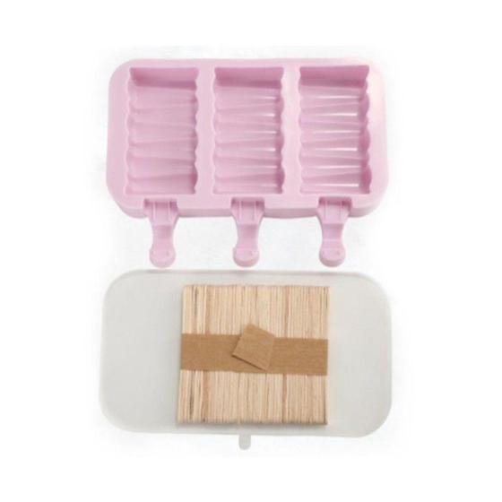 Forma de Picolé Em Silicone Zig Zag 3 Cavidades E 50 Palitos - Kehome ...