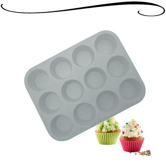 Forma de Silicone Com 12 Cavidades Para Mini Bolinhos Muffins Pudins ...