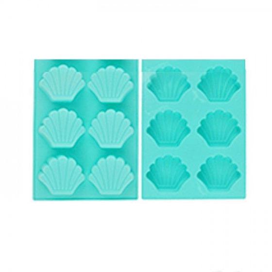 Forma de Silicone para Cupcake Mini Bolo com 6 Cavidades Formato Concha ...
