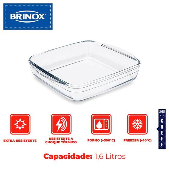 Forma de Vidro Marinex Quadrada Cheff 1,6L - Brinox - Formas e ...