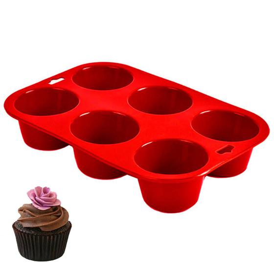 Forma Em Silicone Para 6 Cupcakes Muffins Petit Gateau - Facibom ...