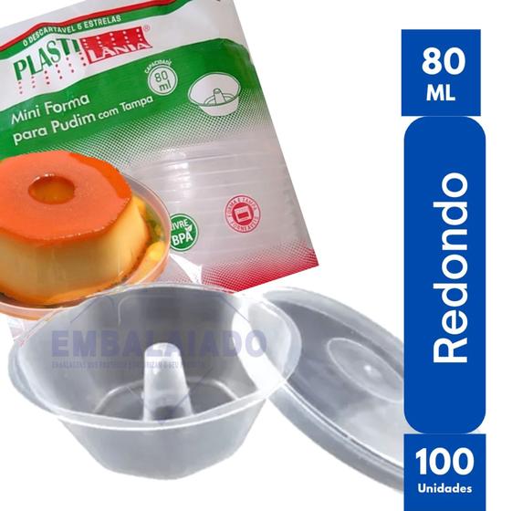 Forma Mini Pudim C/tampa Forneável 80ml C/100unds - Plastilânia ...