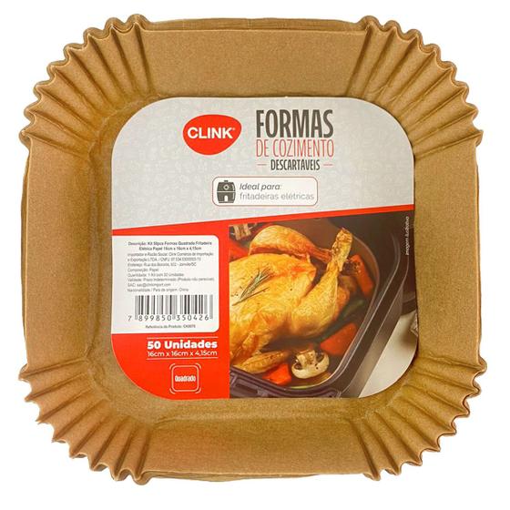 Forma Para Air Fryer Quadrada 16cm Papel Biodegradável Descartável 50un ...