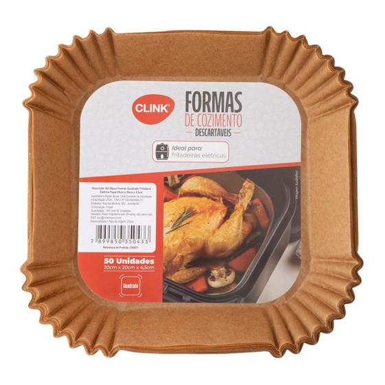 Forma Para Air Fryer Quadrada 20cm Papel Biodegradável Descartável 50un ...