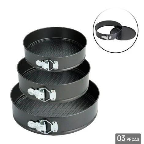 Forma para Bolo Aço Fundo Removivel 3 Tamanhos - Sakes - Formas e ...