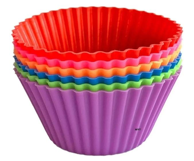 Forma Para Cupcake Redonda De Silicone Com 6 Peças Coloridas - Chicky ...