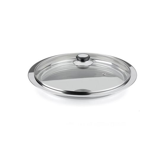 Forma Redonda Servir Pizza Em Inox 32 Cm Tampa Vidro Buffet - Forma ...