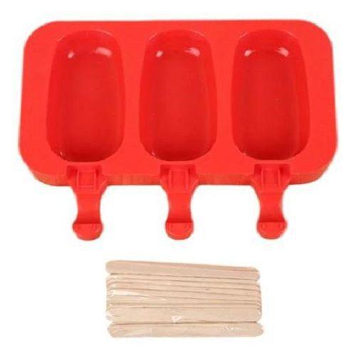 Forma Sorvete Picolé Silicone e 50 Palitos 3 Cavidades - KEHOME ...