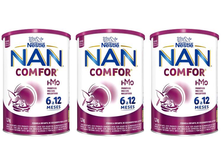 Fórmula Infantil Comfor HMO NAN Nestlé 1,2kg - 3 Unidades - Fórmula ...