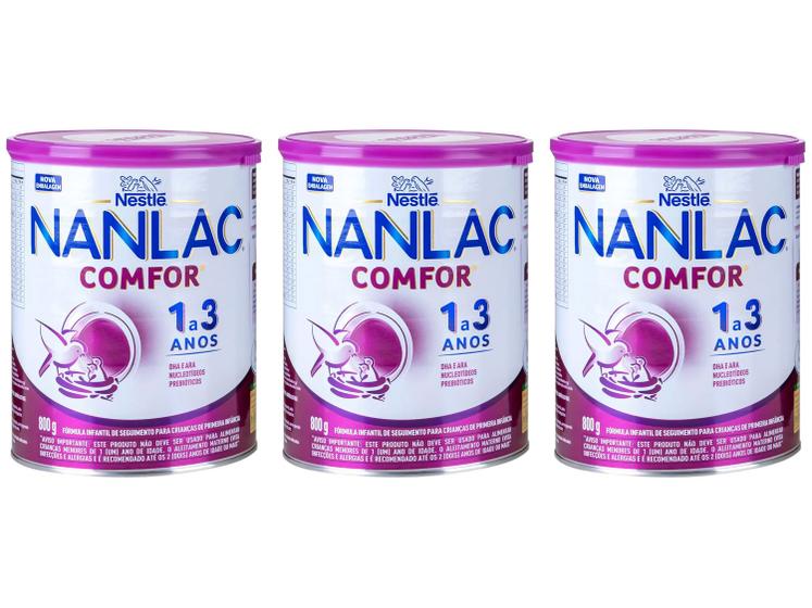 Fórmula Infantil Nestlé Leite NANLAC Comfor - 800g 3 Unidades - Fórmula ...
