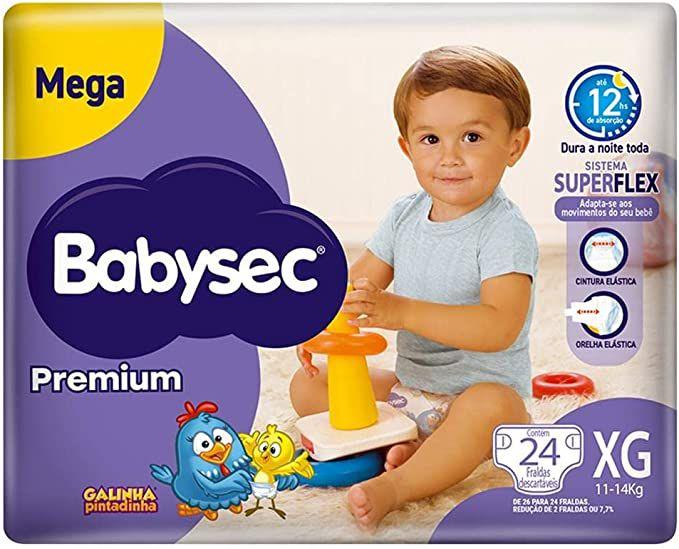 Fralda Babysec Premium Mega XG com 24 unidades - Fralda Descartável ...