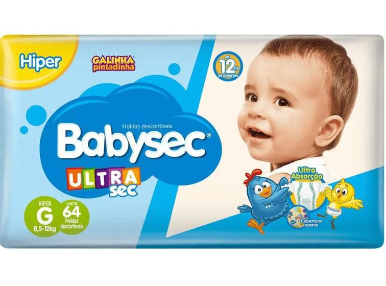 Fralda Babysec Ultrasec Hiper Galinha Pintadinha G com 64 unidades ...